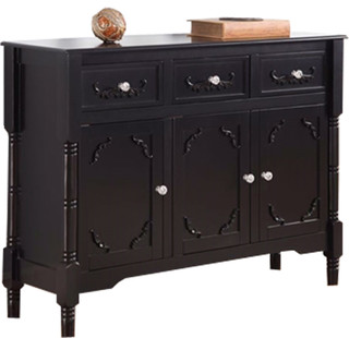 Solid Wood Black Finish Sideboard Console Table - Traditional - Console ...