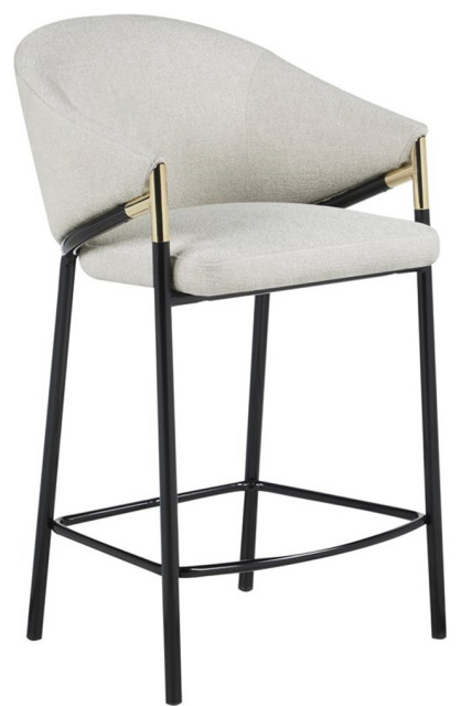 Pemberly Row Fabric Bar Stool Chair in Beige With Semi-circle Seat ...