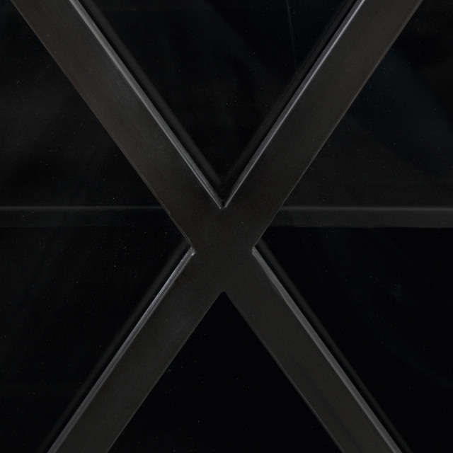 Rustic Black Metal Cabinet With Glass Doors - Industrial - Accent ...