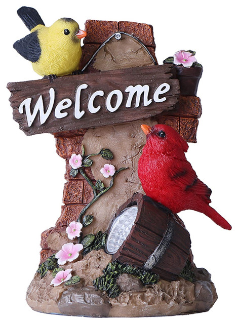 Cardinal Bird Garden Statues with Solar Light - Eclectic - Garden ...