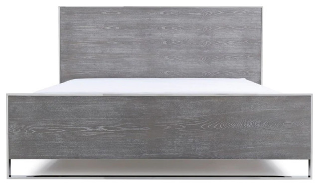 Nelly Gray Elm and Stainless Steel Bed, King - Contemporary - Platform ...