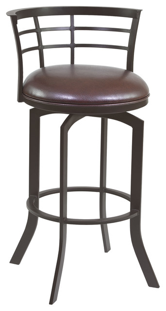 Viper 30" Swivel Barstool, Auburn Bay Finish With Brown Faux Leather ...