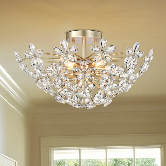 Grace 6-Light Daisy Flower Crystal Large Size Flush Mount ...