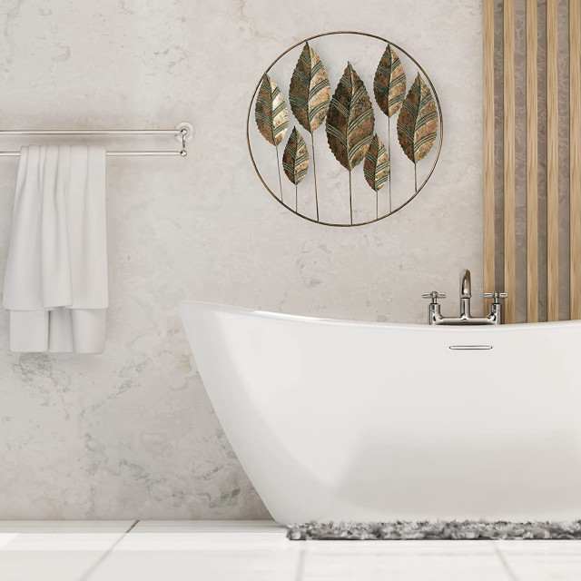 Botanical Leaf Roundel, 31.5" - Contemporary - Wall Sculptures - by ...