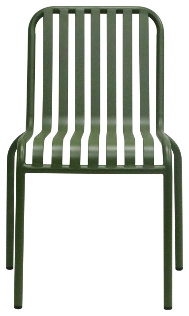 Enid Stackable Outdoor Side Chair, Dark Green Set of 2 - Contemporary ...