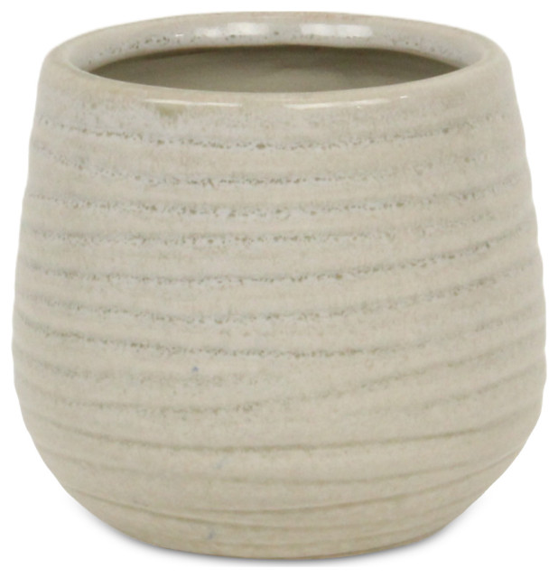 Curved Wave Ceramic Pot - Medium - Transitional - Indoor Pots And ...