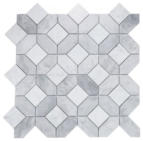 Mosaics Carrara and Bardiglio Marble Tile Hexagon Pattern, Dusk ...