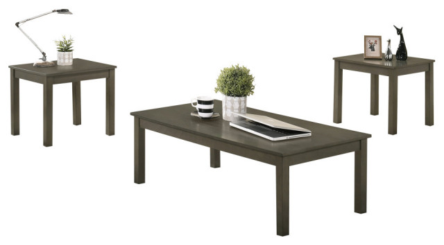 Pine Wood 3 Piece Coffee Table Set - Transitional - Coffee Table Sets ...