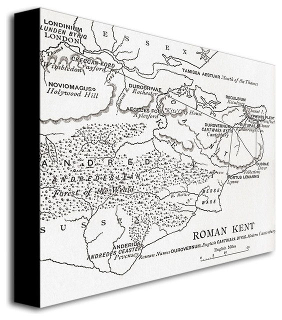 'Map of Roman Kent England' Canvas Art, 26" x 32" - Traditional ...