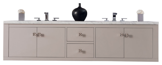 Silverlake 72" Double Vanity, Mountain Mist, Carrara Marble Top ...