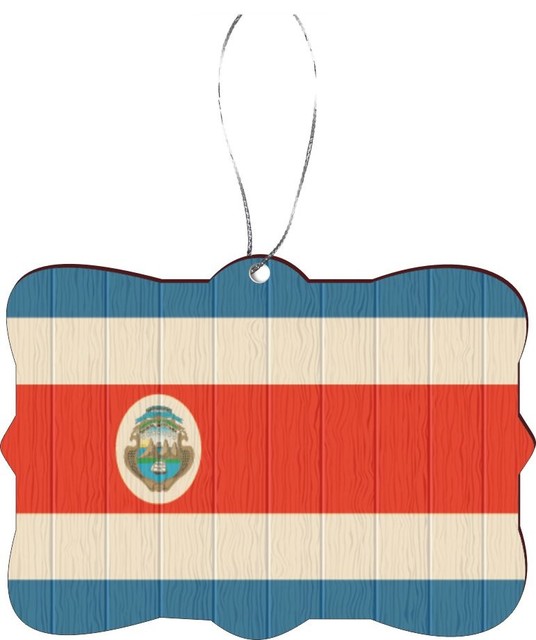 Costa Rica Flag on Distressed Wood Design Rectangle Christmas Tree ...