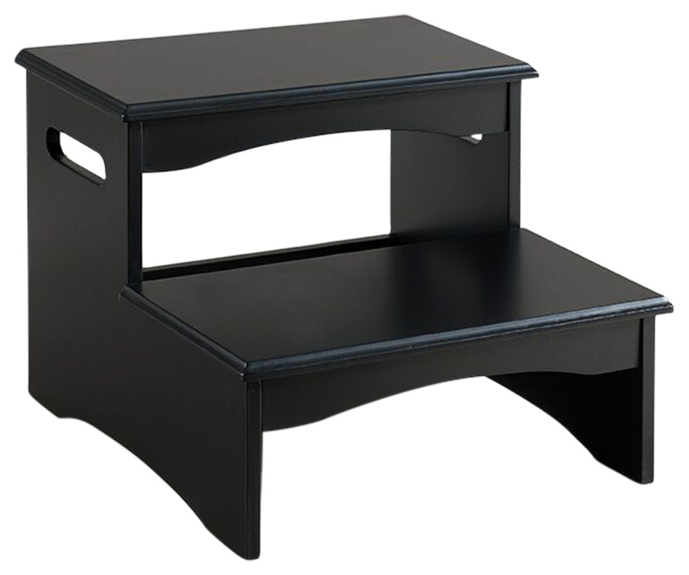 Garrie Wooden Step Stool, Black, 15"x15"x11.5" - Transitional - Ladders ...