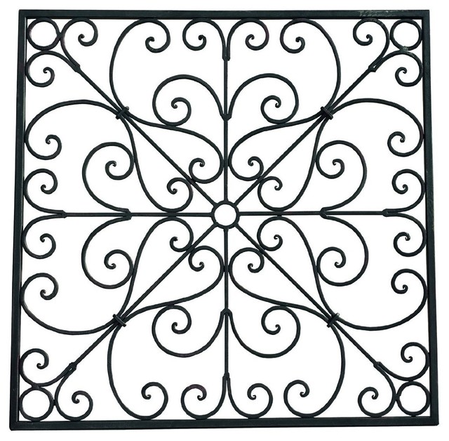 Metal Square Grapevine Scroll Wall Art - Mediterranean - Metal Wall Art ...