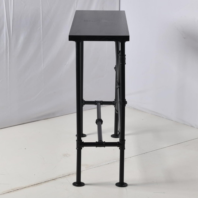 Industrial Console Table, Narrow With Pipe Style Metal Frame ...