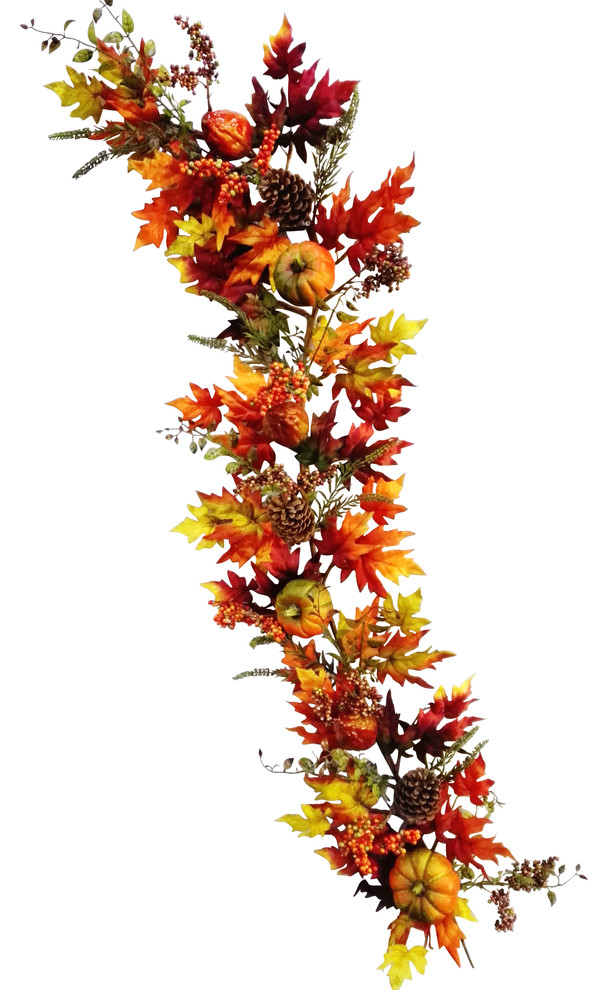 72" Fall Pumpkin Garland - Farmhouse - Wreaths And Garlands - by ...