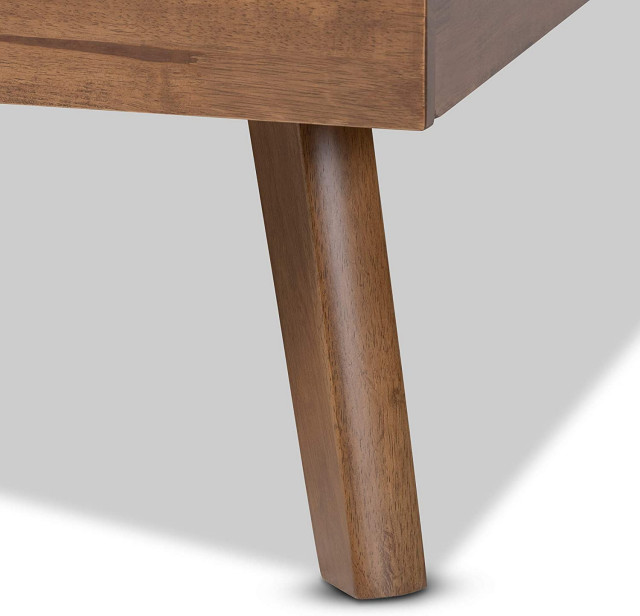 Light Grey/Walnut Queen Platform Bed with Angled Legs and Padded ...