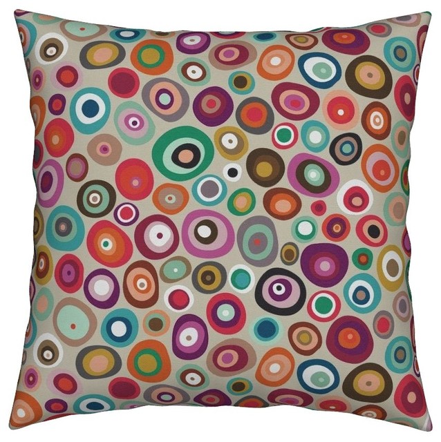 Spot Dot Beige Pink Geometric Multi Color Throw Pillow - Contemporary ...