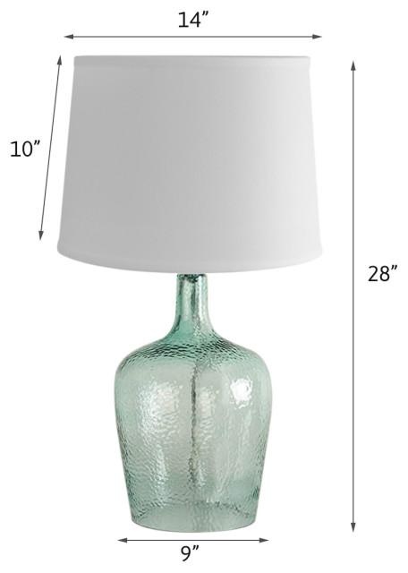 19"h Artisanal Hand-Blown Aqua Green Sea Glass Coastal Style Table Lamp ...