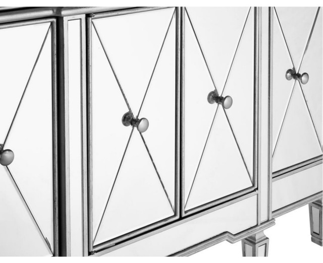 Elegant Contempo 3 Drawer 4 Door Cabinet, Rubbed Antique Silver ...