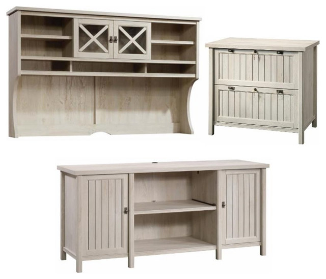 Home Square 3-Piece Set with Credenza Large Hutch & Lateral File ...