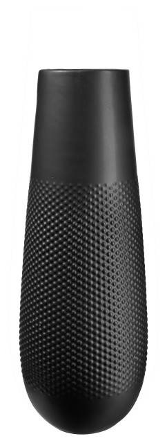 Round Ceramic Vase with Embossed Dotted Design Matte Black Finish ...