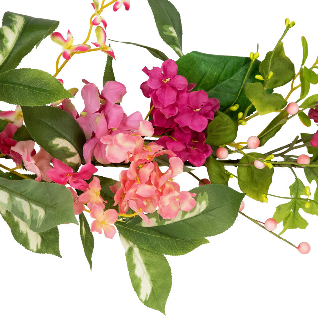Leafy Hydrangea Artificial Floral Spring Garland 5' Pink - Modern ...