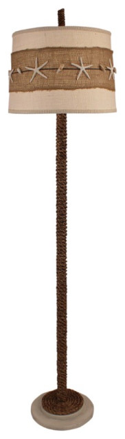 Cottage Rope Floor Lamp With Burlap and Starfish Shade - Beach Style ...