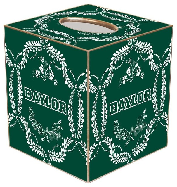 TB3114-White Baylor on Green Provencial Tissue Box Cover - Transitional ...