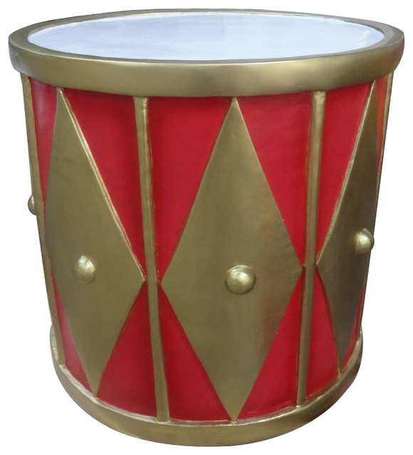 24" Red And Gold Drum - Contemporary - Holiday Accents And Figurines ...