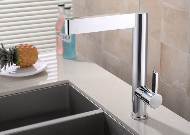 Ancona Single Handle Brass Deck Mounted Kitchen Faucet - Contemporary ...