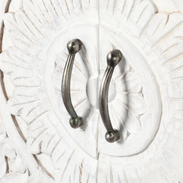 94" Jumbo Extra Large White Wash Bohemian Hand Carved Mandala Sideboard ...