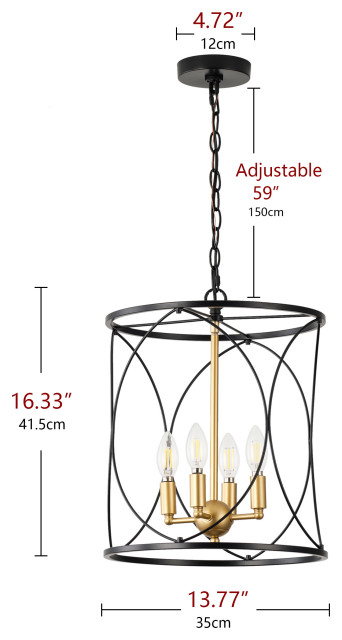 Farmhouse Metal Cylinder Frame 3-Light Pendant Lighting Fixture ...