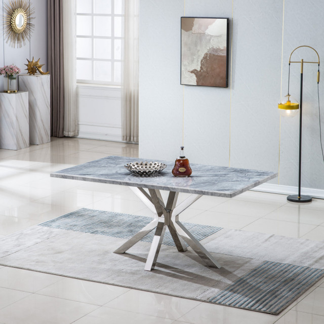 Alexian Dining Table Grey Marble - Contemporary - Dining Tables - by ...