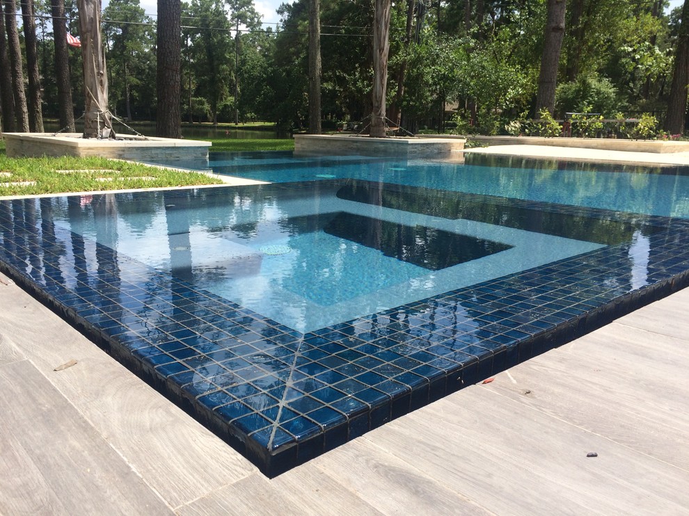 Infinity Edge Spa | Modern Pool Design - Contemporary - Pool - Houston ...