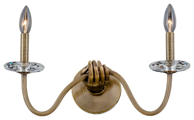 Venus Two Light Wall Sconce in Historic Brass - Traditional - Wall ...