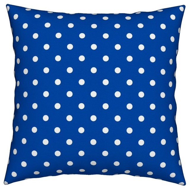 Royal Blue And White Polka Dots Blue Dots Throw Pillow, Cover + Insert ...