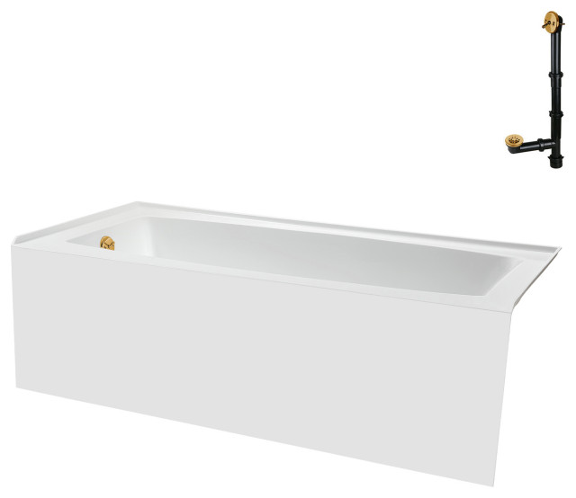 Streamline NAL-5480-BGL 60x30" Acrylic Alcove Bathtub, Drain, Brushed ...