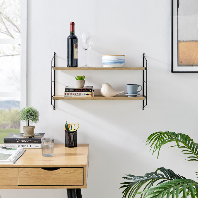 Danya B. Severini Floating Bracket Farmhouse Two-Tier Wall Shelf ...