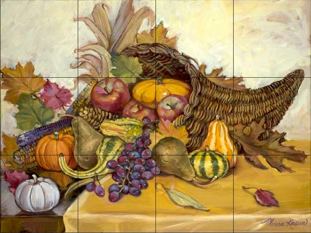 Tile Mural, Cornucopia 1 by Theresa Kasun, 17" x 12.75" (12 Tiles ...