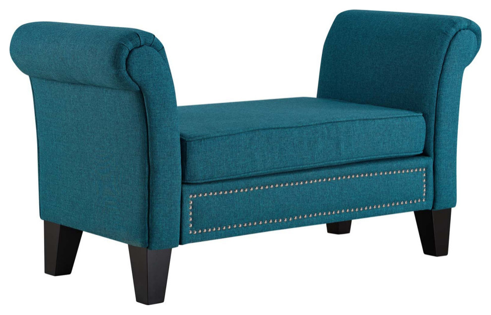 Valerie Teal Bench - Contemporary - Upholstered Benches - by Virgil ...