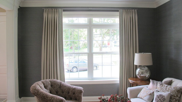 Neutral Drapery Panels with Greek Key leading edge detail ...
