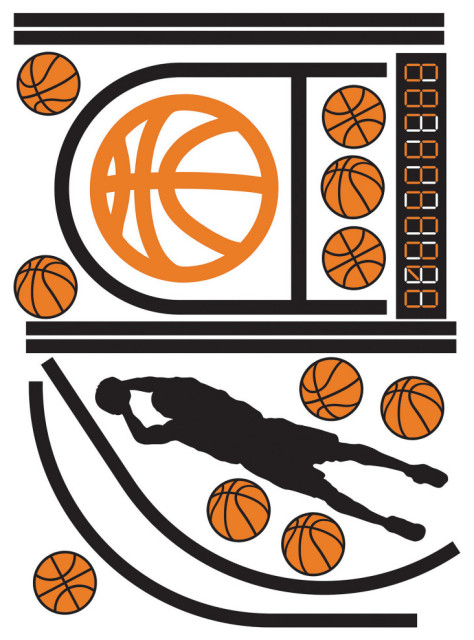 Basketball Court Xl Giant Peel & Stick Wall Decals With Glow ...