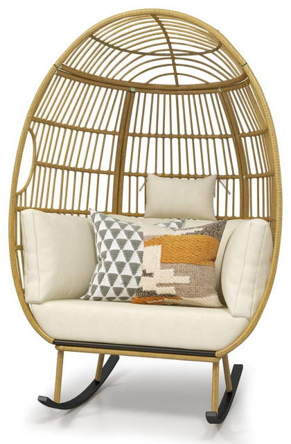Modern Egg Lounge Chair, Sturdy Wicker Covered Frame With Thick ...