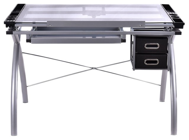 Modern Style Adjustable Drawing Desk Drafting Table with Drawers ...