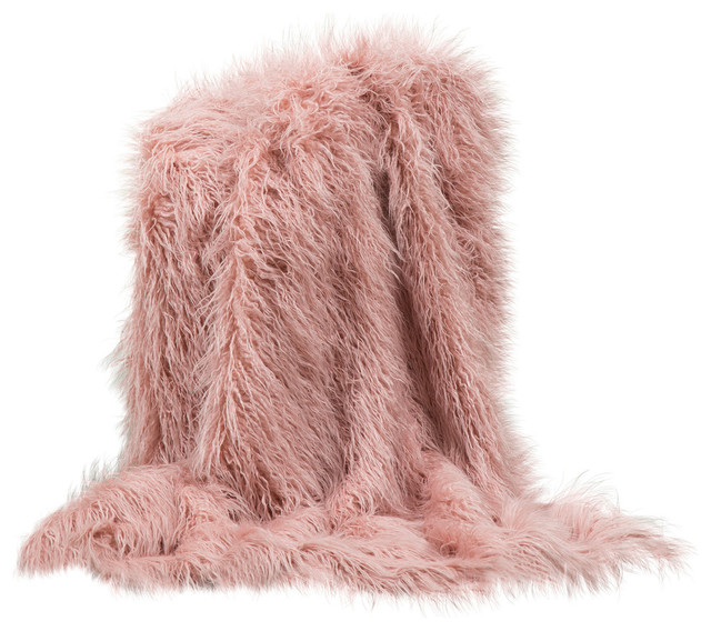Faux Mongolian Lamb Fur Throw, 84" - Contemporary - Throws - by Best ...