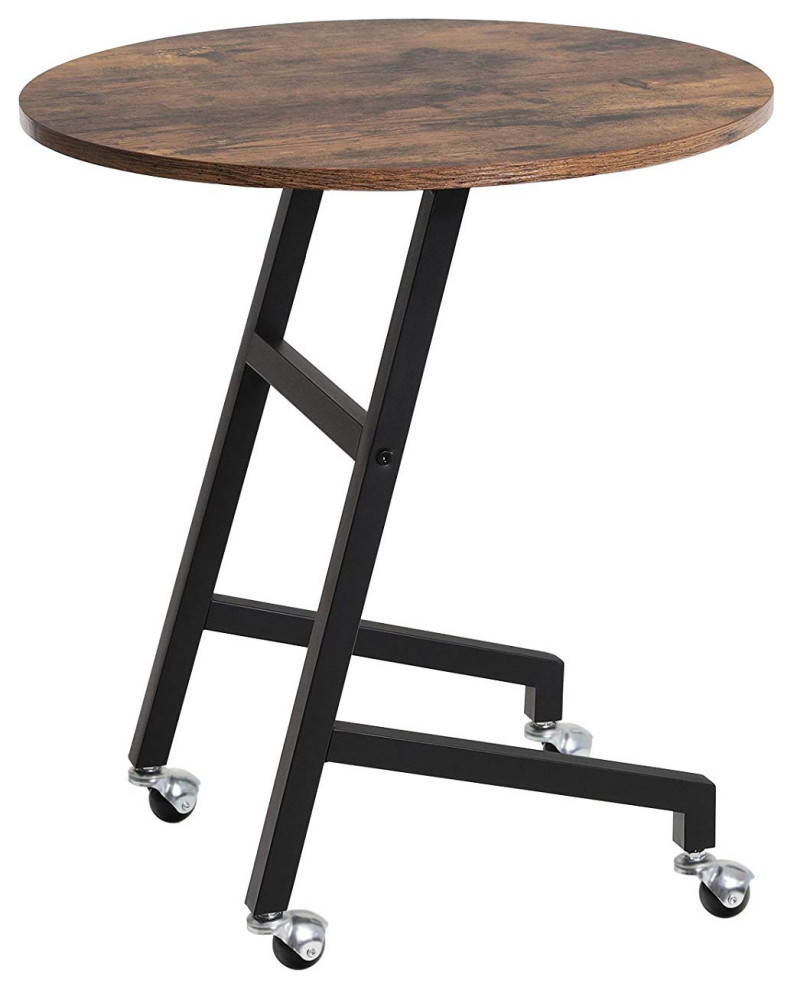 Vintage Style Iron & Wood Side Table with Four Easy Movable Casters ...