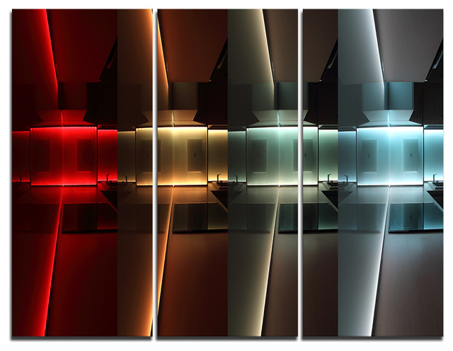 "Kitchen With LED Lighting" Digital Canvas Print, 3 Panels, 36"x28", 36 ...