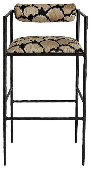 Barbana Bar Stool, Ocelot Embroidery, Iron, 39"H (4707 3FP9D ...