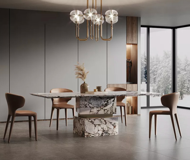 White Marble Dining Table, Large - Contemporary - Dining Tables - by ...