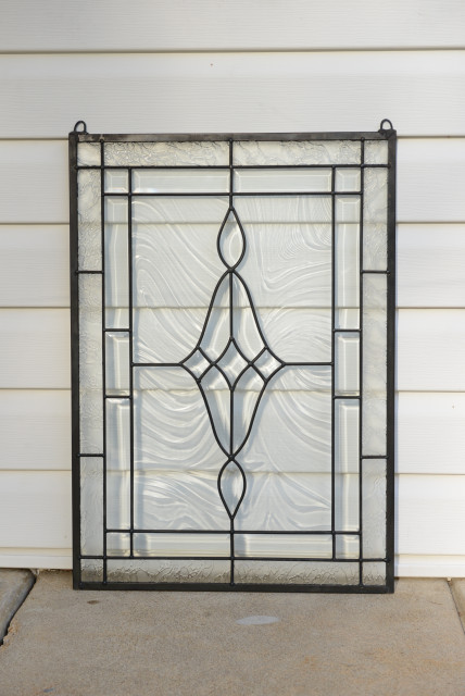 19" x 27" Stunning Handcrafted All Clear glass Beveled window panel ...